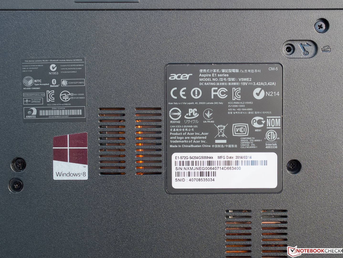 Review Acer Aspire E1-572G-54204G50Mnkk Notebook - NotebookCheck.net ...