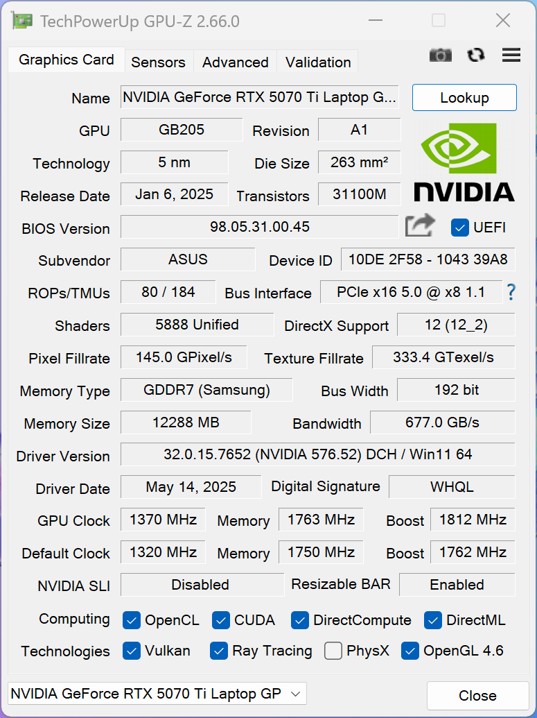 RTX 5070 Ti laptop GPU almost as fast as RTX 5080 laptop GPU - Asus ROG ...
