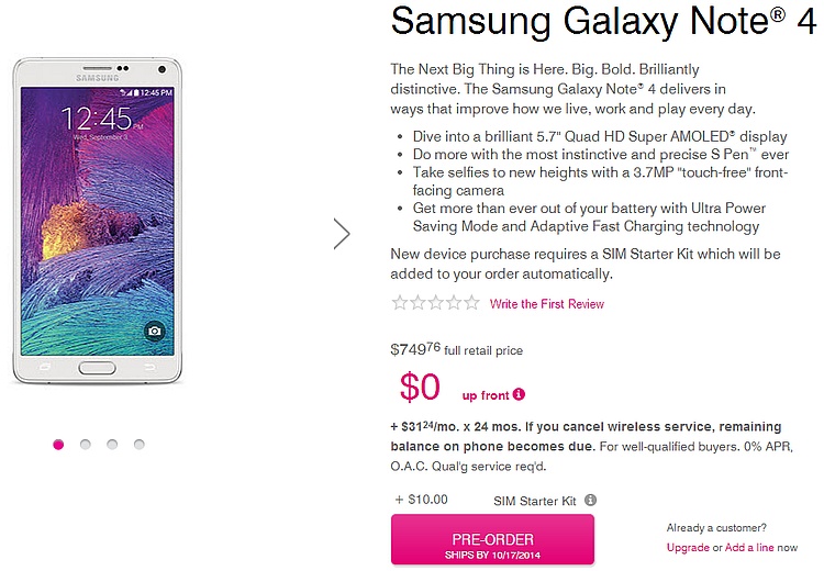 T-Mobile now taking Samsung Galaxy Note 4 pre-orders - Notebookcheck News