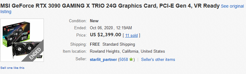 MSI subsidiary caught scalping RTX 3080 and 3090 GPUs on eBay ...