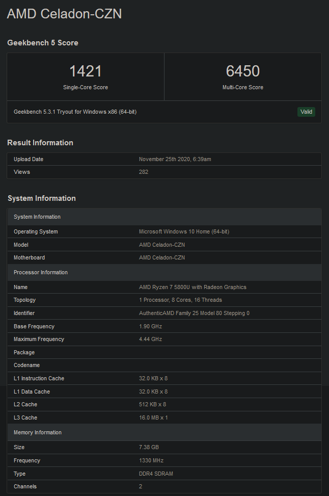 AMD Ryzen 7 5800U mobile APU with Zen3 cores pops up on Geekbench ...