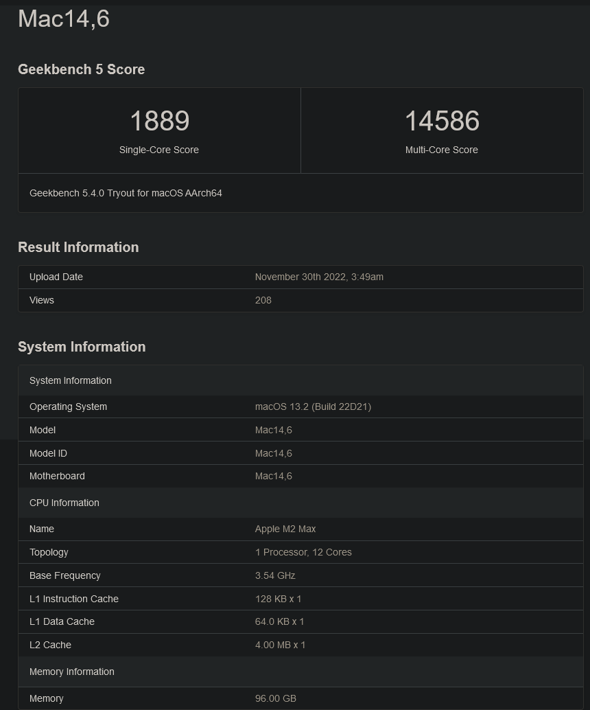 Apple M2 Max processor with 12 cores pops up on Geekbench, up to 20% faster than M1 Max ...