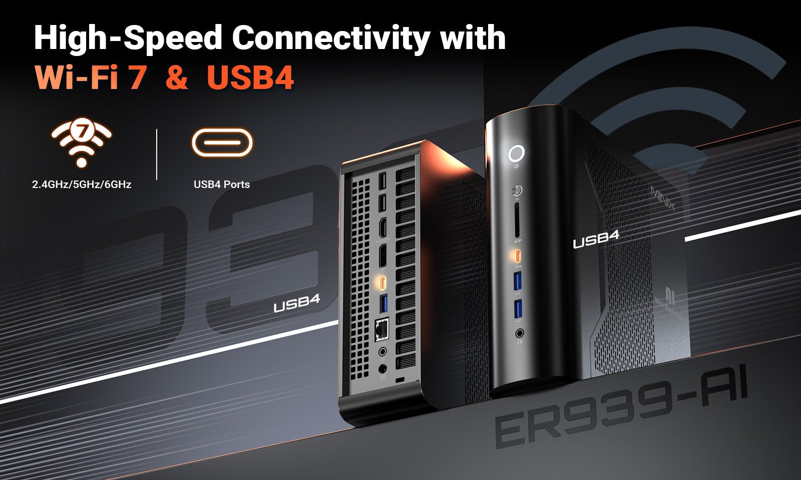 The Minix ER939 gaming mini pc sports a healthy array of ports.
