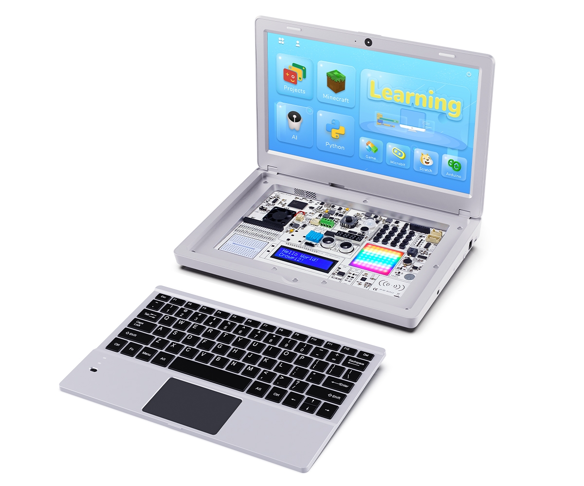 Elecrow CrowPi 2 electronics learning laptop hands-on: Raspberry Pi 4 laptop for students ...