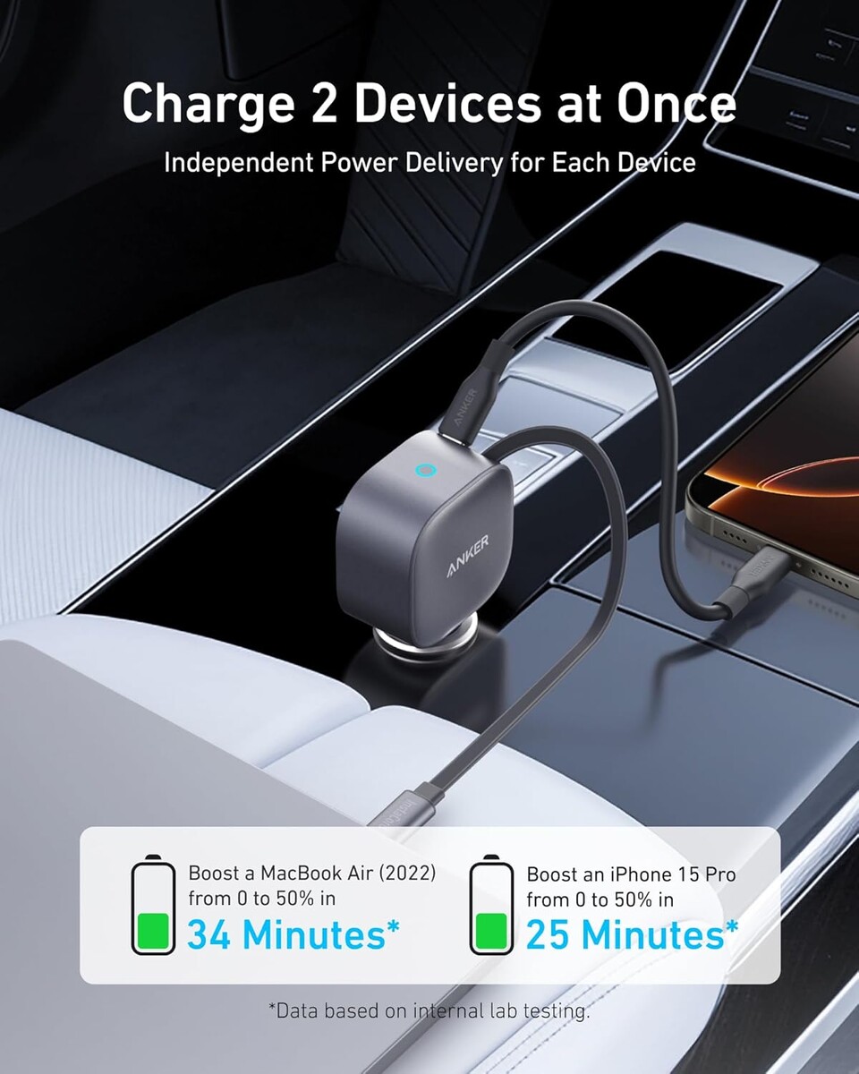 Anker Nano 75W Car Charger with retractable USB-C cable officially ...