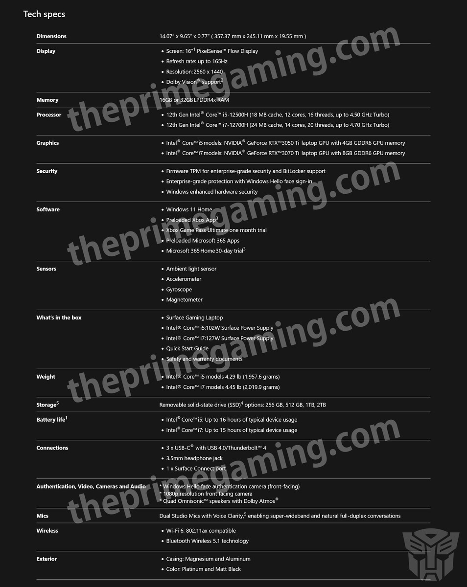 Microsoft Surface Gaming Laptop: Questionable specification sheet leaks ...