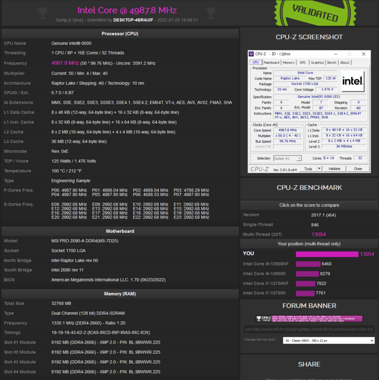 Intel Core i9-13900K impresses on CPU-Z Validator benchmark despite ... Intel Core i9-13900K impresses on CPU-Z Validator benchmark despite ...
