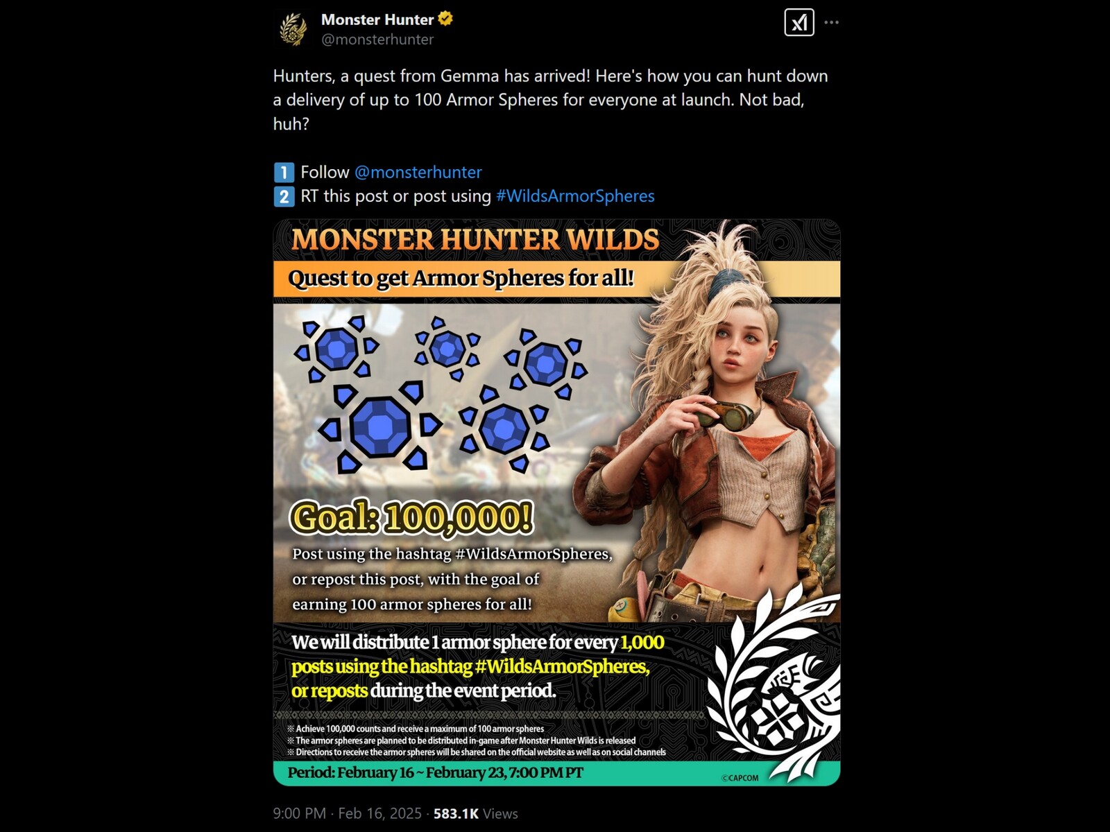 Monster Hunter Wilds Gemma giveaway awarding free armor shards after ...