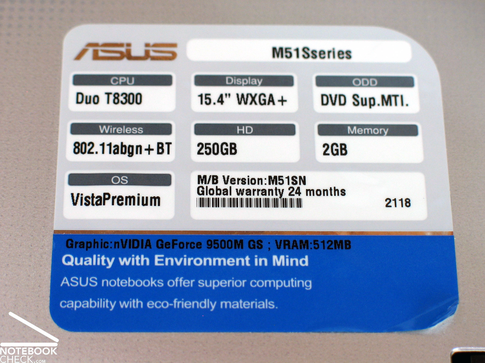 Review Asus M51SN Mutimedia Notebook - Notebookcheck Review