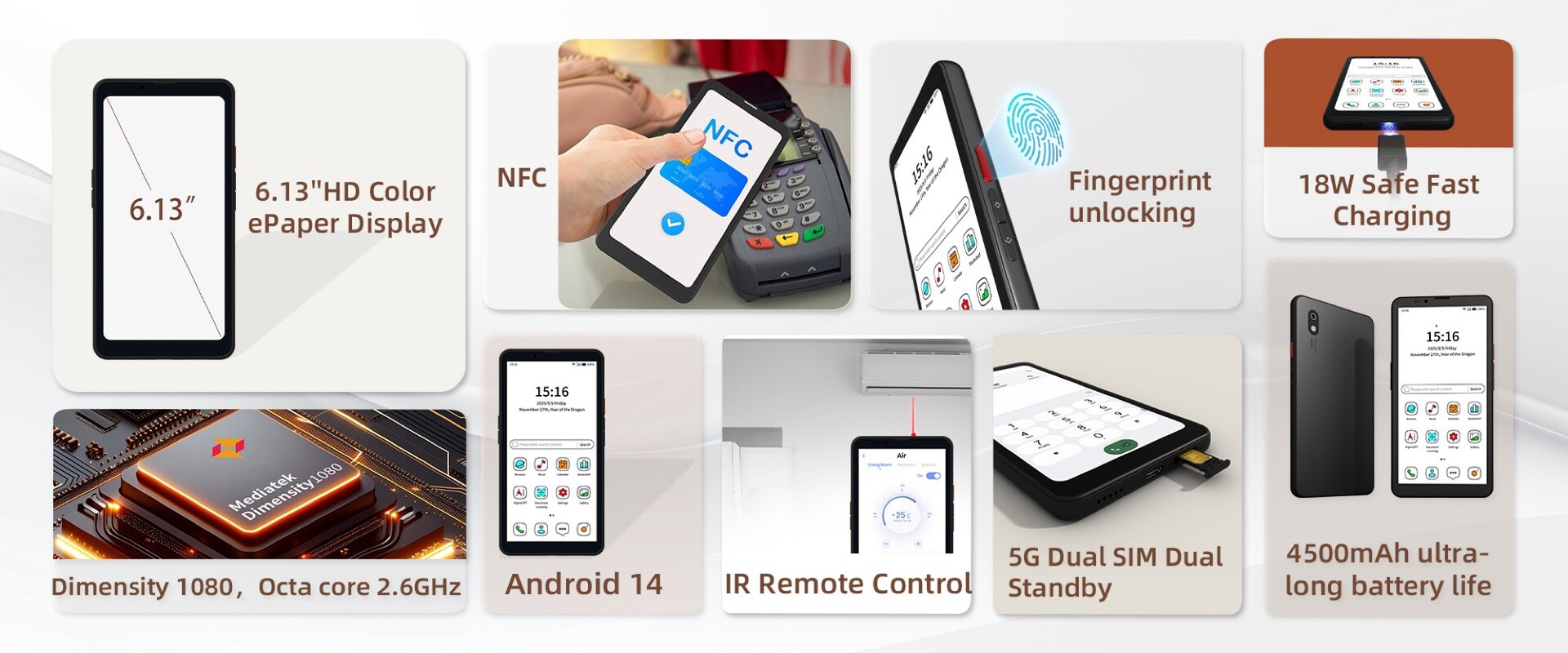 Compact E-Ink smartphone with color display, NFC and 5G: Bigme unveils HiBreak Pro Color ...